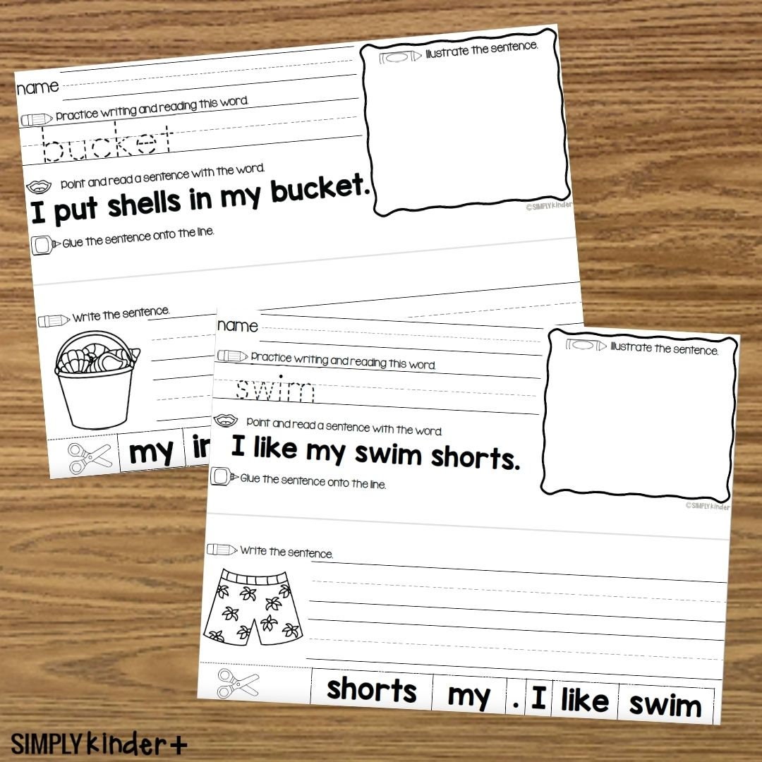 Summer Cut-and-glue Sentences - Etsy