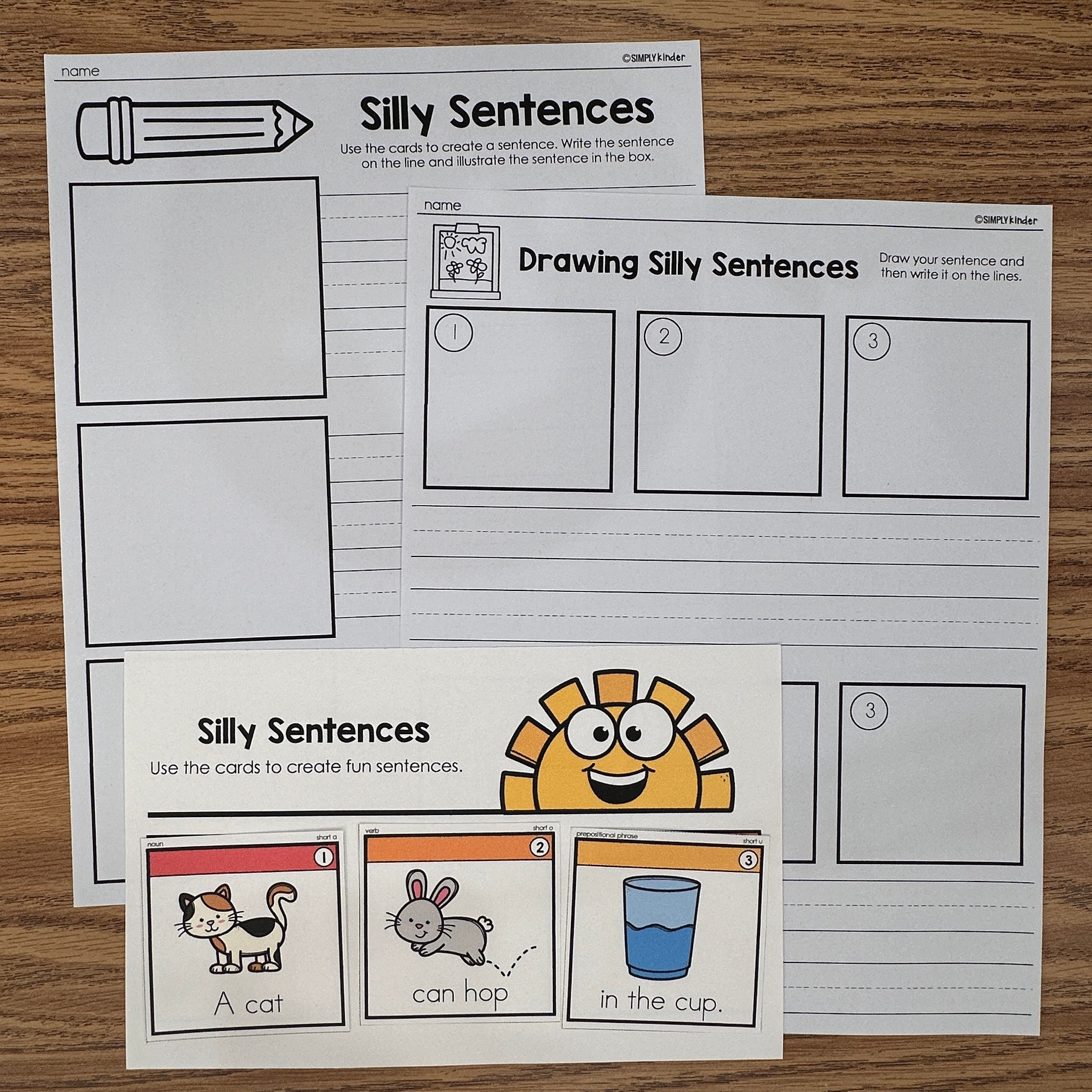 Silly Sentences CVC Decodable Writing Word Practice Center for ...