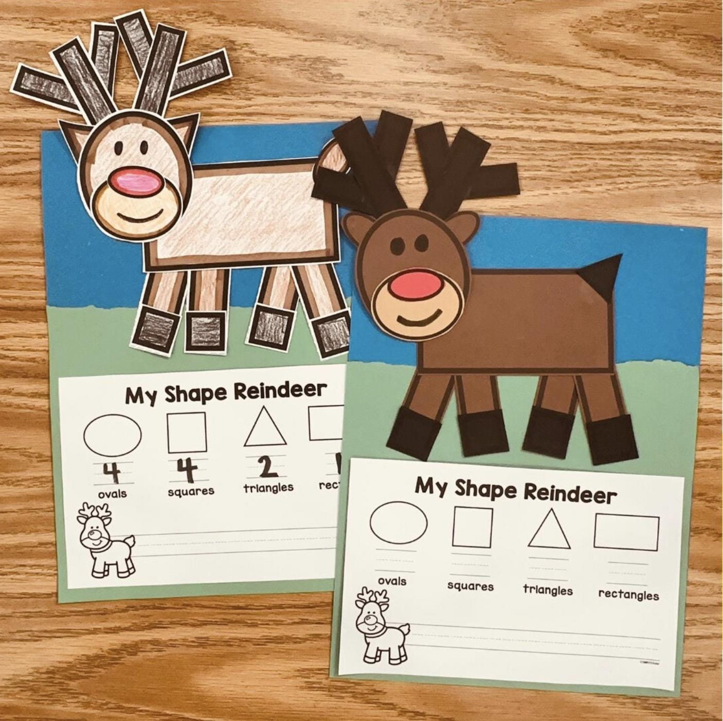 Reindeer Shape Craft: Christmas Kindergarten Activity (digital Download ...