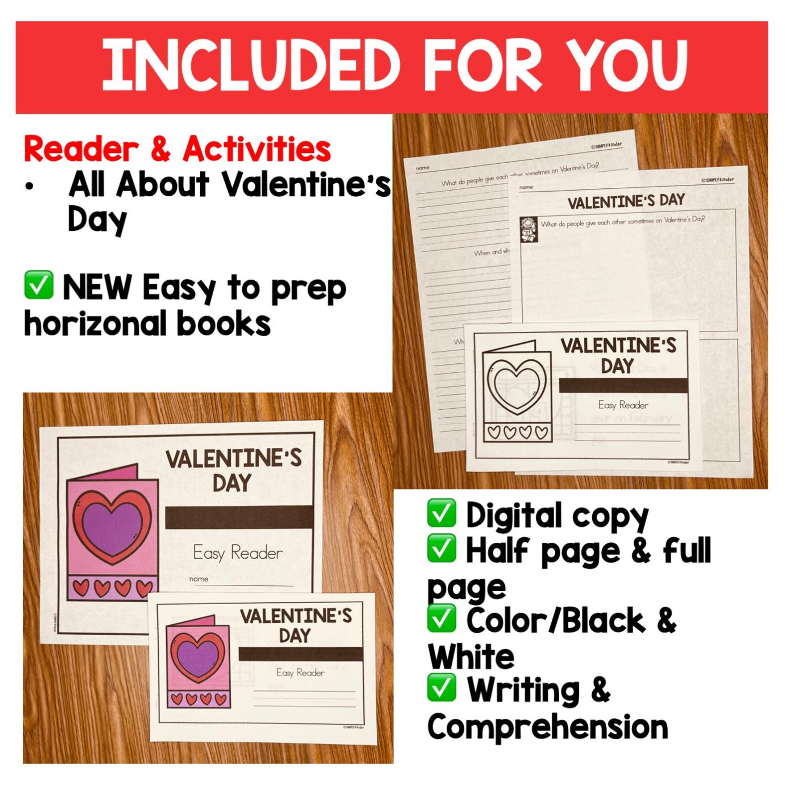 Valentine's Day Activities, Reader, Writing Printables, & Comprehension ...