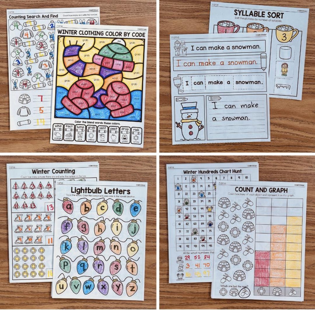 December No Prep Literacy & Math Activities Packet - Etsy