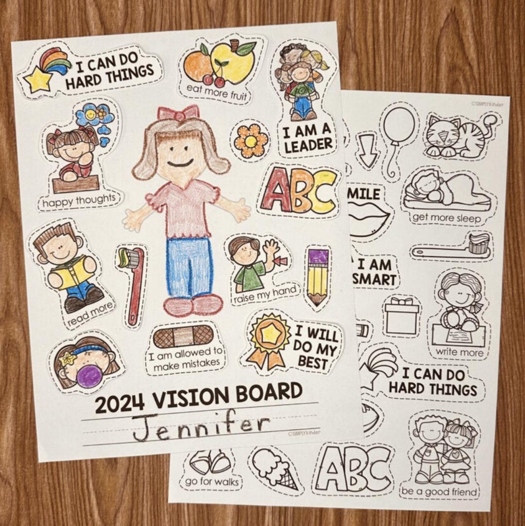 New Year Resolution 2025 Goals Setting Activity, Vision Board 2025 ...