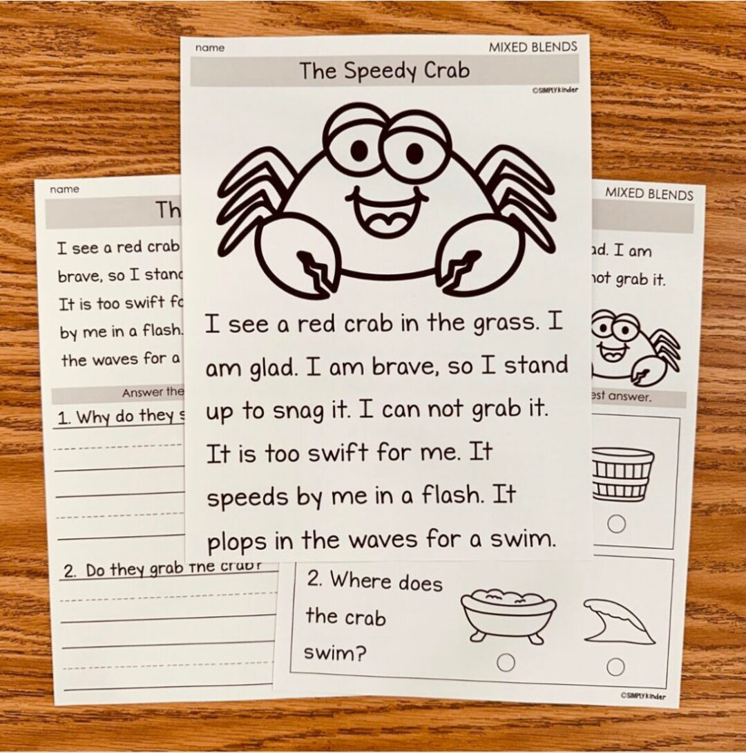 Mixed Blends Decodable Fluency Passage With Reading Comprehension ...