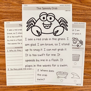 Mixed Blends Decodable Fluency Passage With Reading Comprehension ...