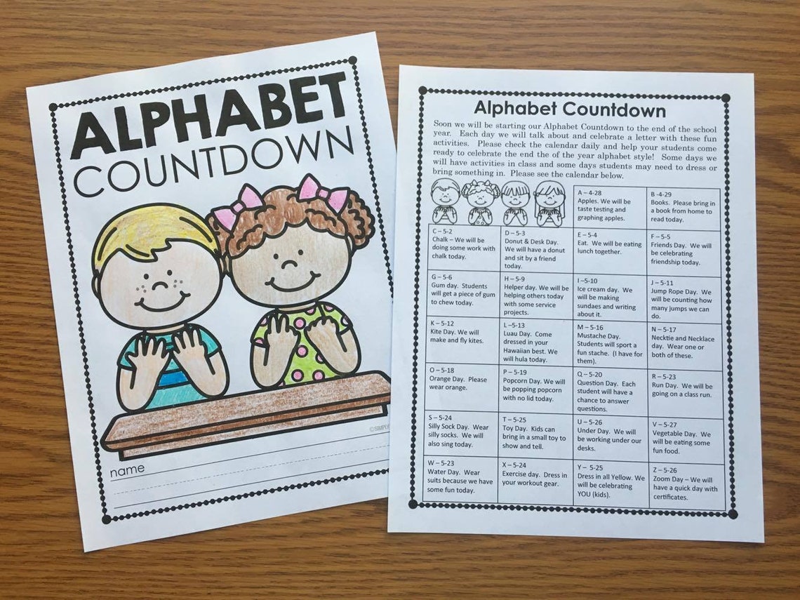 Editable Alphabet Countdown to Summer, Memory Book, End of the Year ...
