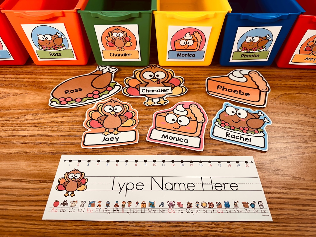 Thanksgiving Name Tags Labels Editable, Desk Name Tag & Plates - Etsy