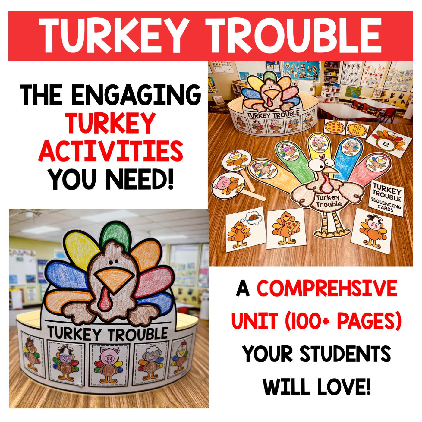 Turkey Trouble Activities, Craft, Sequencing, and Writing for Fall ...