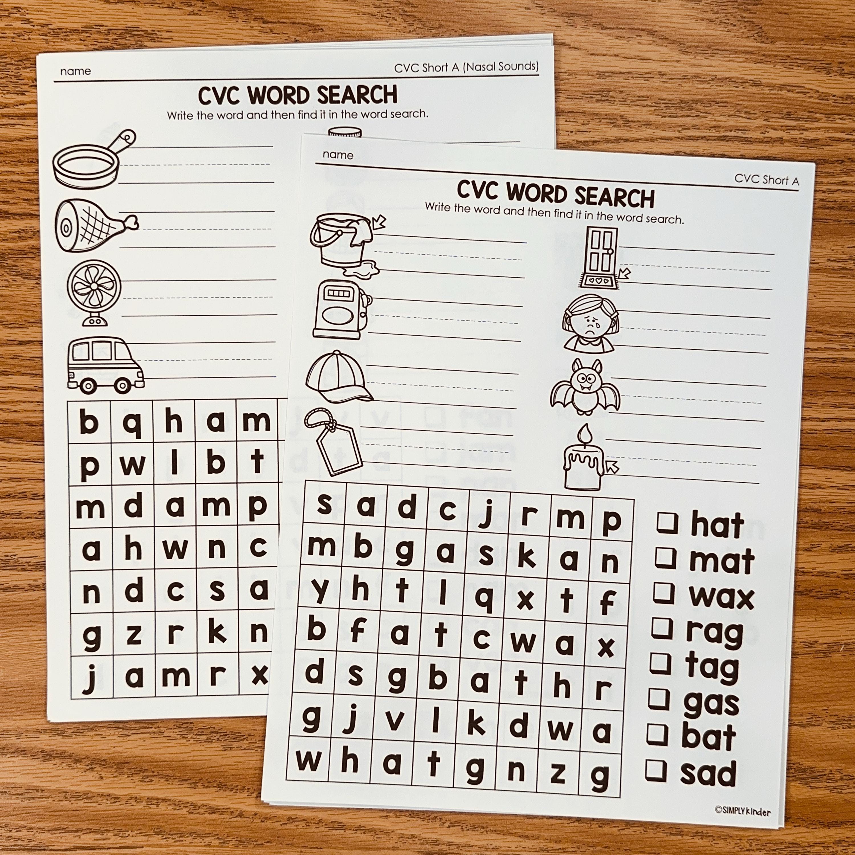 CVC Words Word Search Worksheets Kindergarten, Morning Work, Centers - Etsy