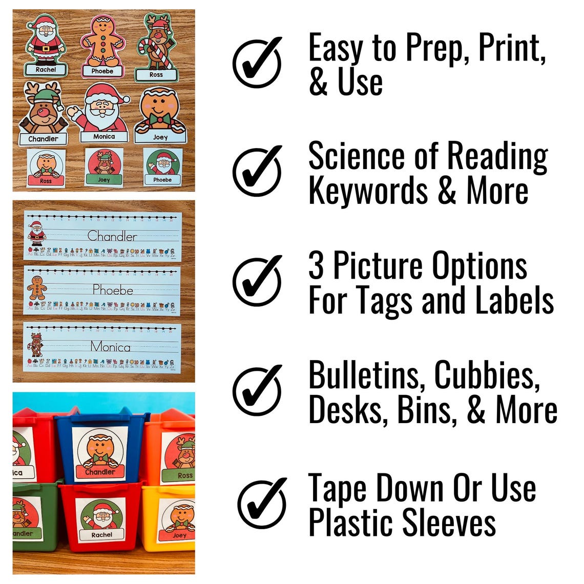 Christmas Name Tags Labels Editable, Desk Name Tag & Plates Kinder - Etsy
