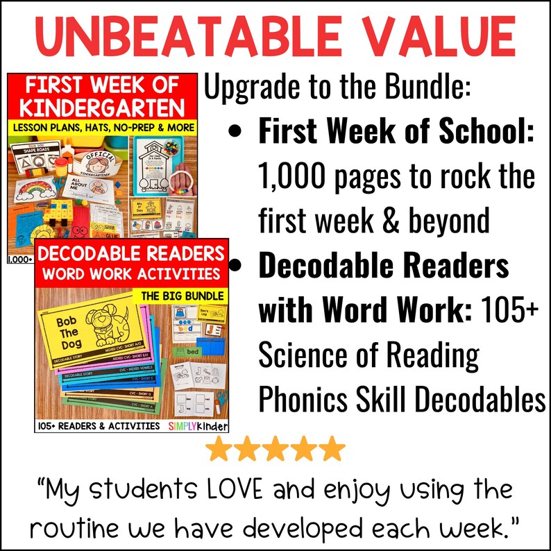 1st Day of School Decodable Reader With Activities, Back to School - Etsy