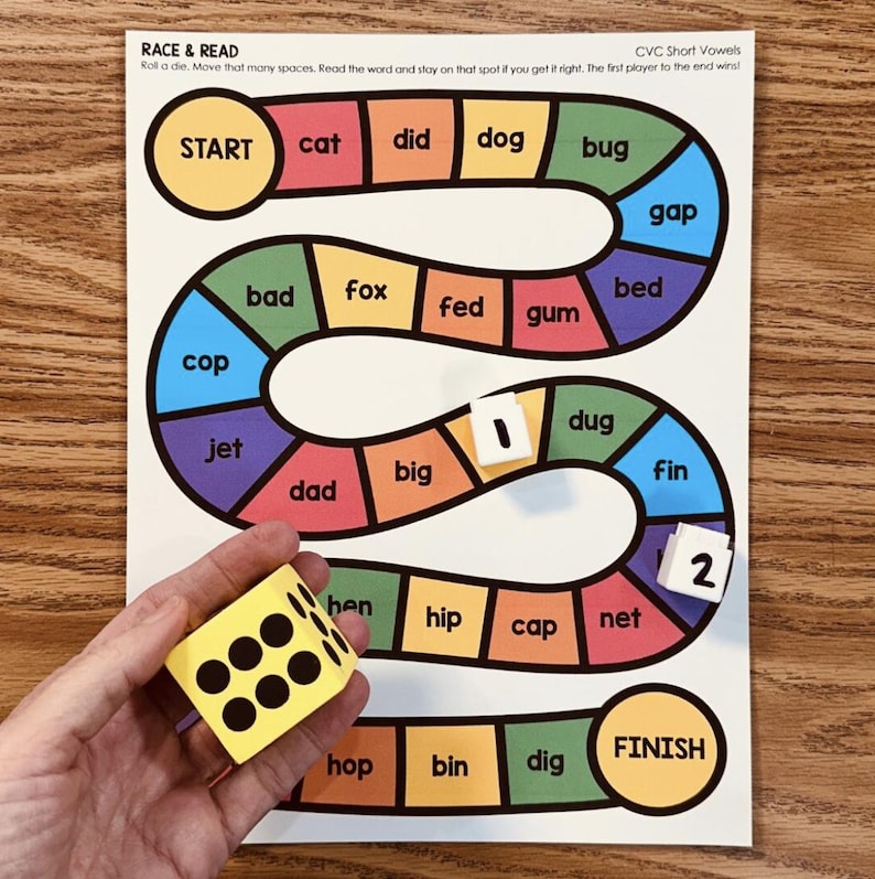 CVC Words Games No-prep Race and Read - Etsy