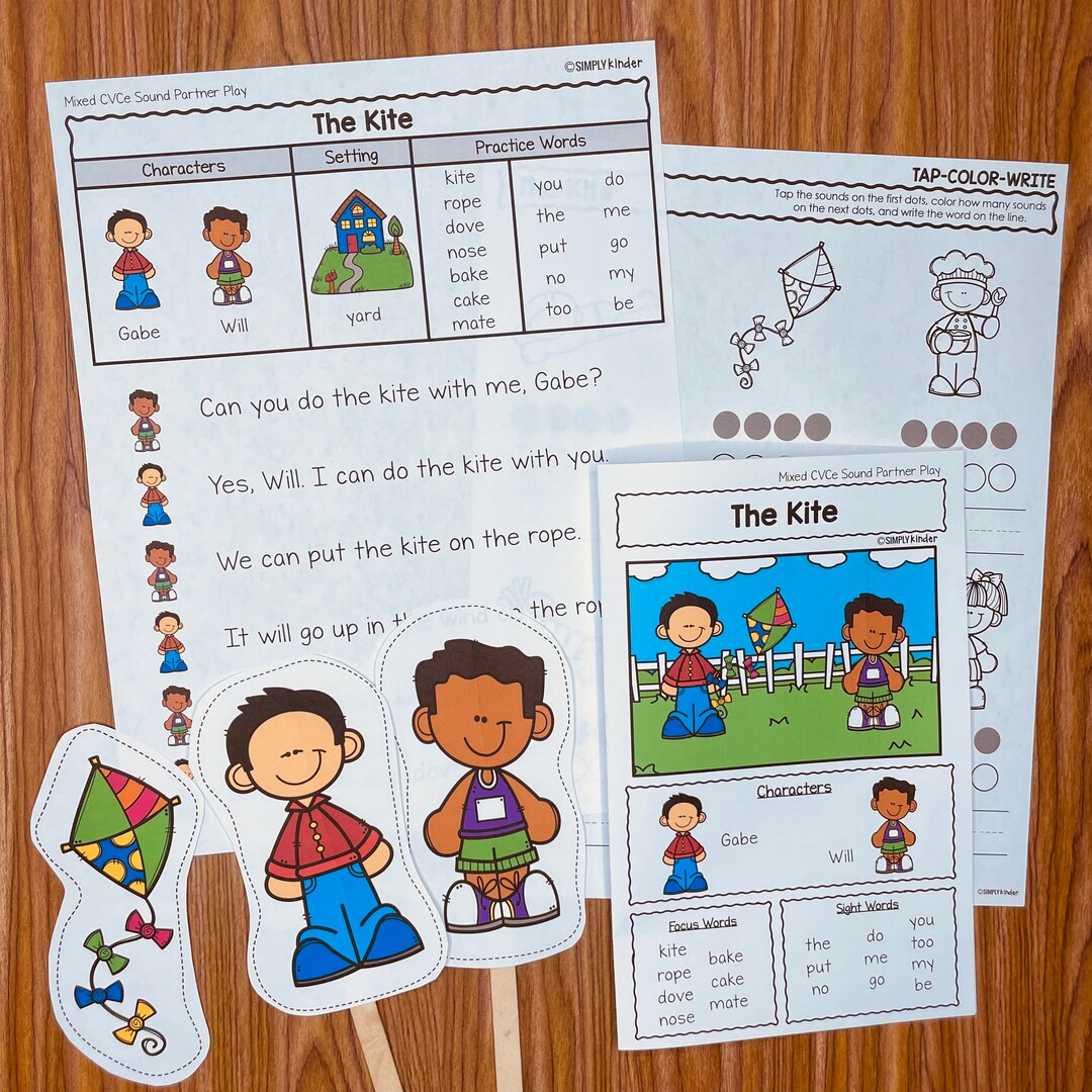 Decodable Partner Play, Reader's Theater, Cvce the Kite - Etsy