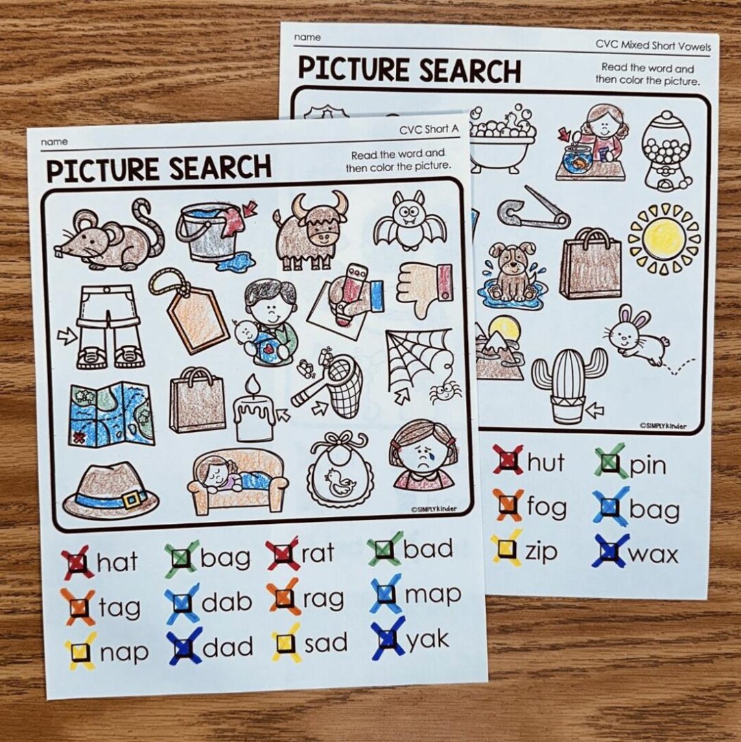 CVC Words No-prep Picture Searches Worksheets Kindergarten, Morning ...