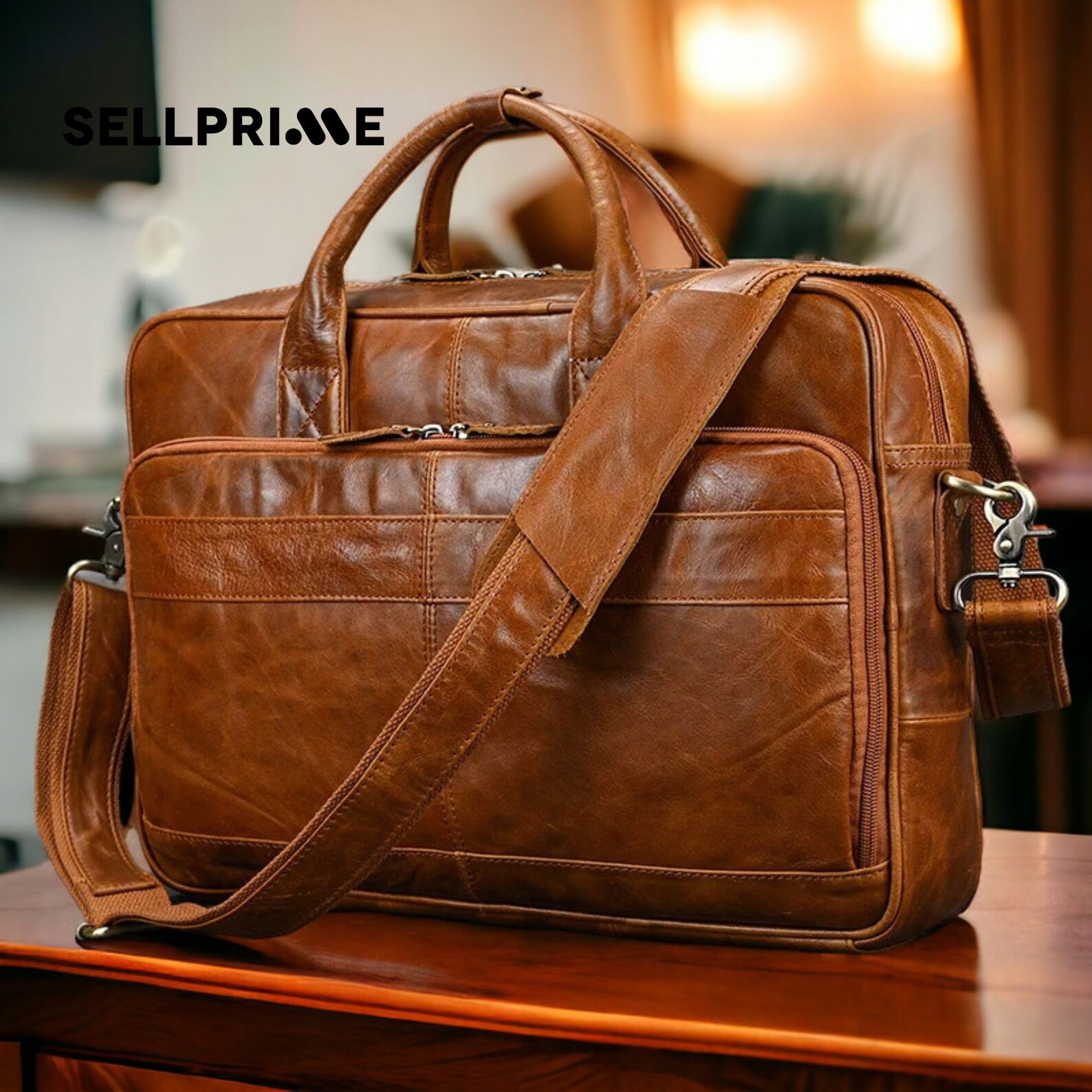 Retro Personalized Laptop Briefcase Bag Genuine Leather Business and ...
