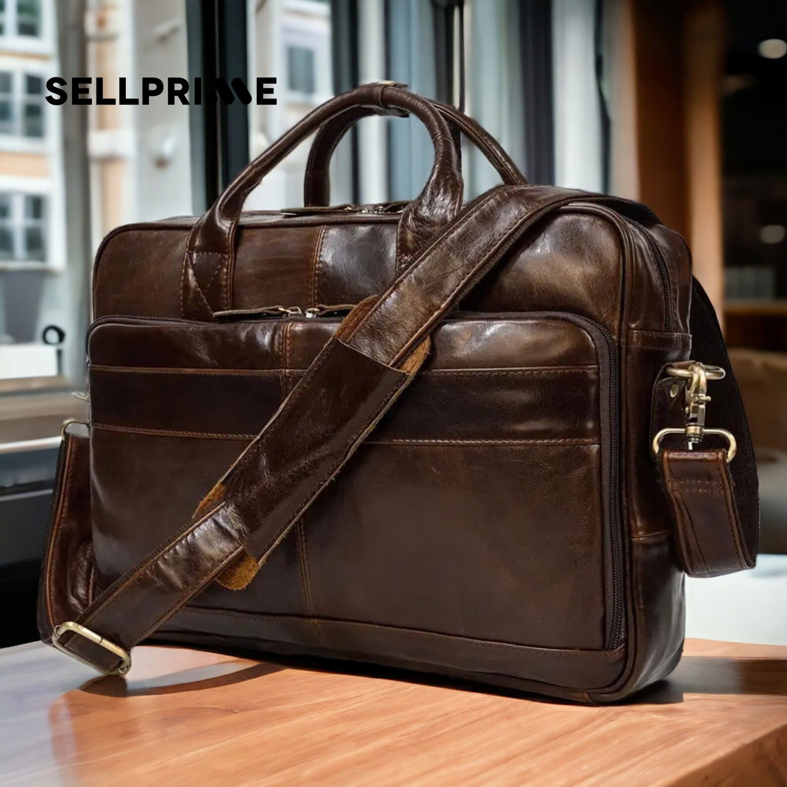 Retro Personalized Laptop Briefcase Bag Genuine Leather Business and ...