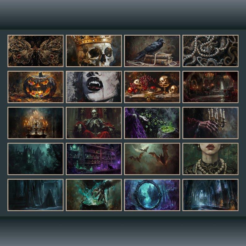 Vintage Halloween Frame TV Art Bundle: Spooky Gothic Decor (digital ...