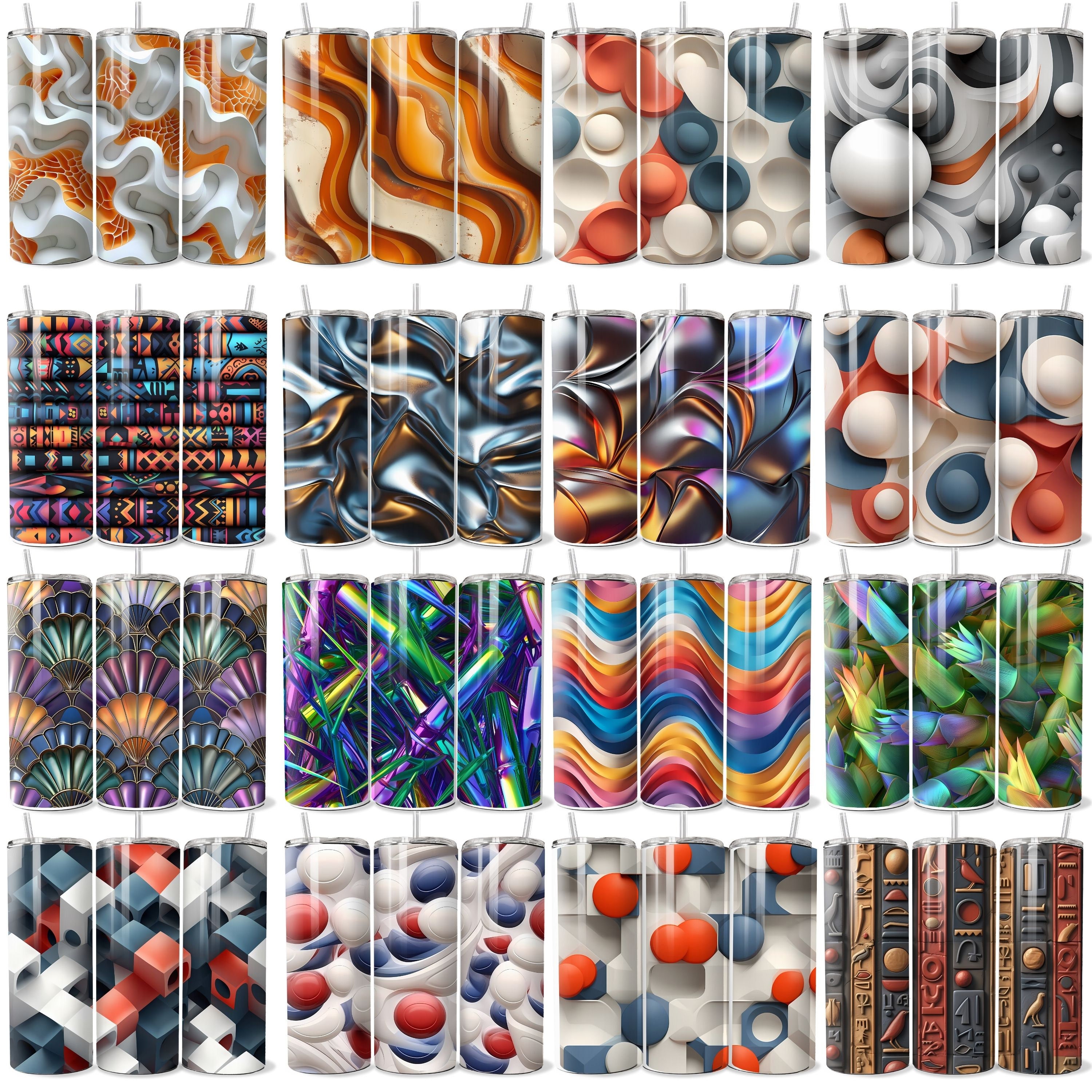 505 3D & Abstract 3D, Sublimation Designs, Seamless Pattern, Tumbler ...