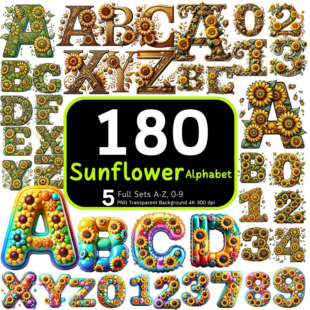180 Sunflower Alphabets & Numbers, Sunflower Letters, Inflatable ...