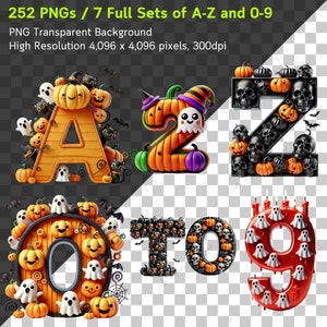 252 Cute Halloween Alphabet & Numbers Bundle, Halloween Letters PNG ...