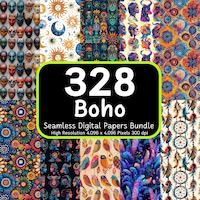 Boho Seamless Digital Paper. Boho Rainbow Scrapbook Paper. Tropical ...