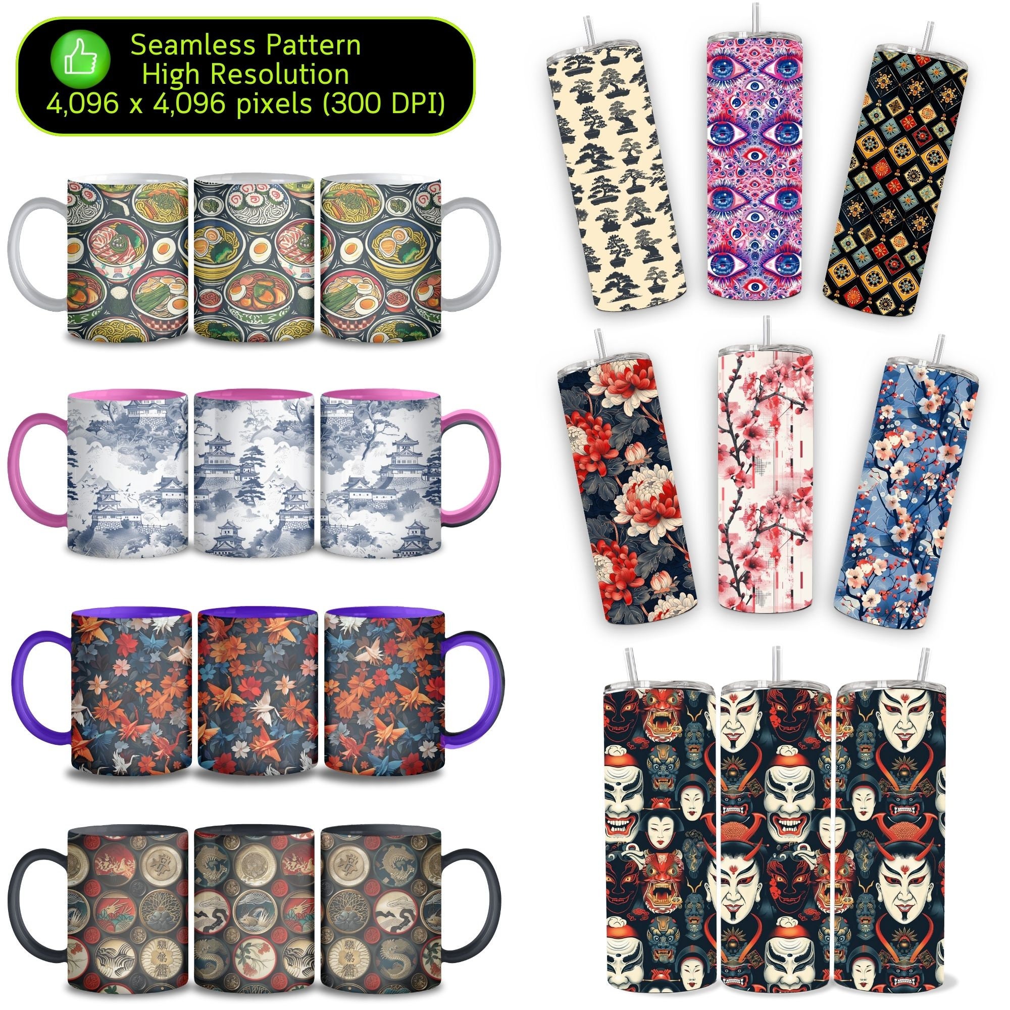 561 Japanese Seamless Patterns Bundle, Japanese Pattern Paper, Wave ...