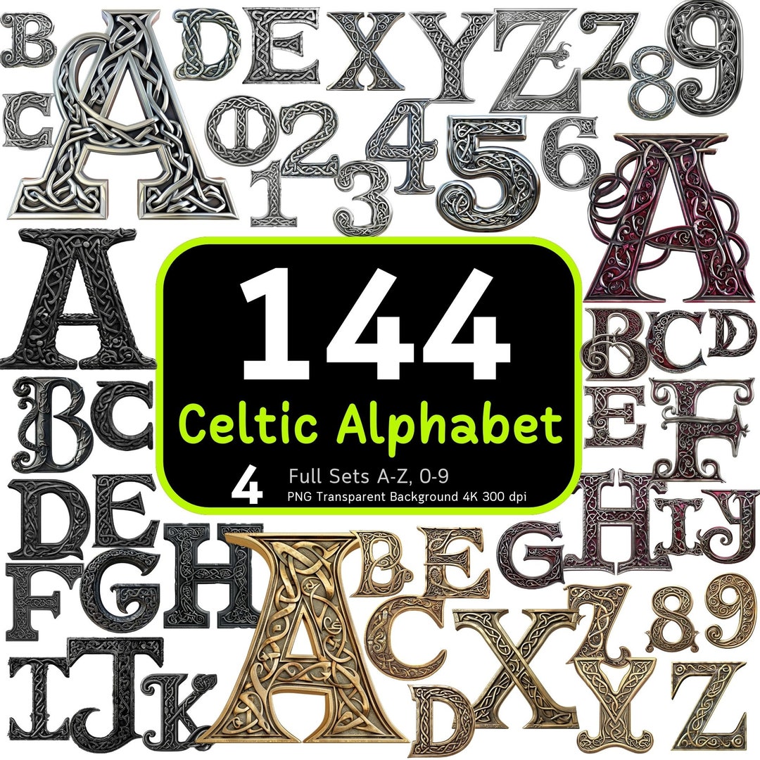 144 Celtic Alphabet and Numbers, Celtic Letters, Ancient Alphabets ...