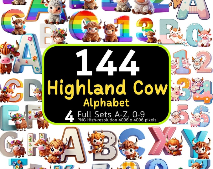 Highland Cow Alphabet Letter Png, Sunflower Highland Cow Png, Highland ...