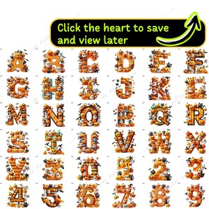 252 Cute Halloween Alphabet & Numbers Bundle, Halloween Letters PNG ...