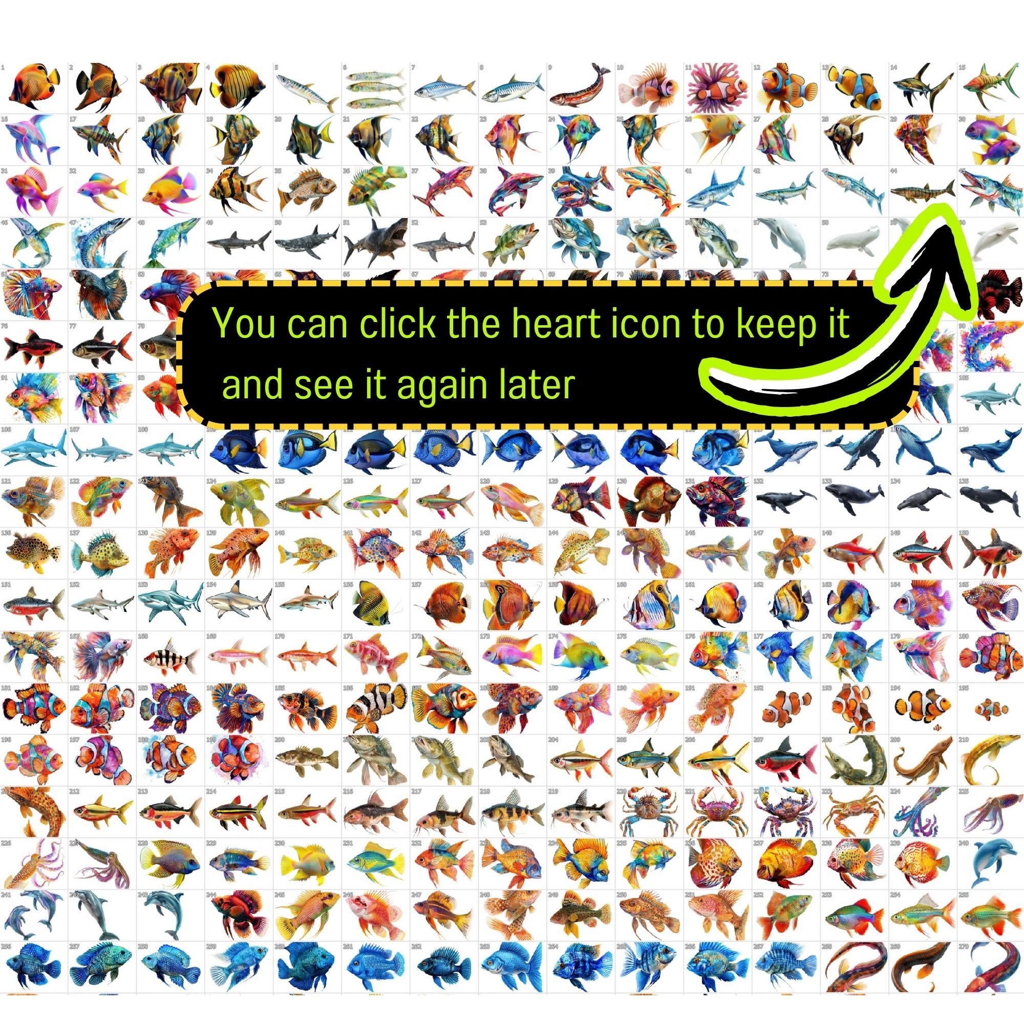 1,369 Fish Cliparts Mega Bundle, Sea Creatures, Corals, Freshwater Fish ...
