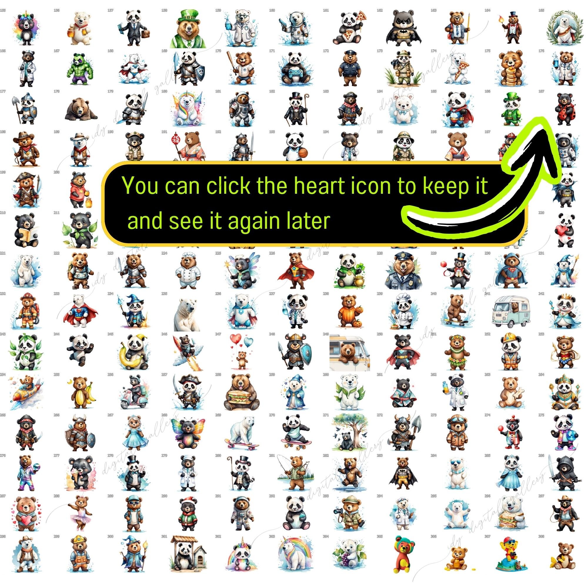 580 Bear Clipart Mega Bundle, Watercolor Bear, Cute Bear, Bear Clipart ...