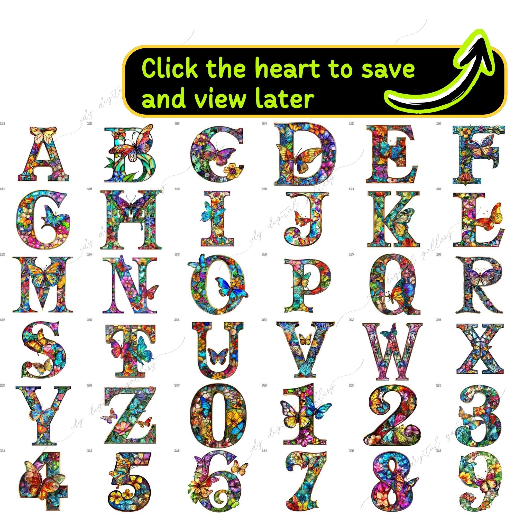 252 Butterfly & Floral Alphabet Bundle, Butterfly Alphabet, Flower ...