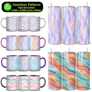 350 Pastel Wave Seamless Patterns Bundle, Soft Wavy Digital Paper ...