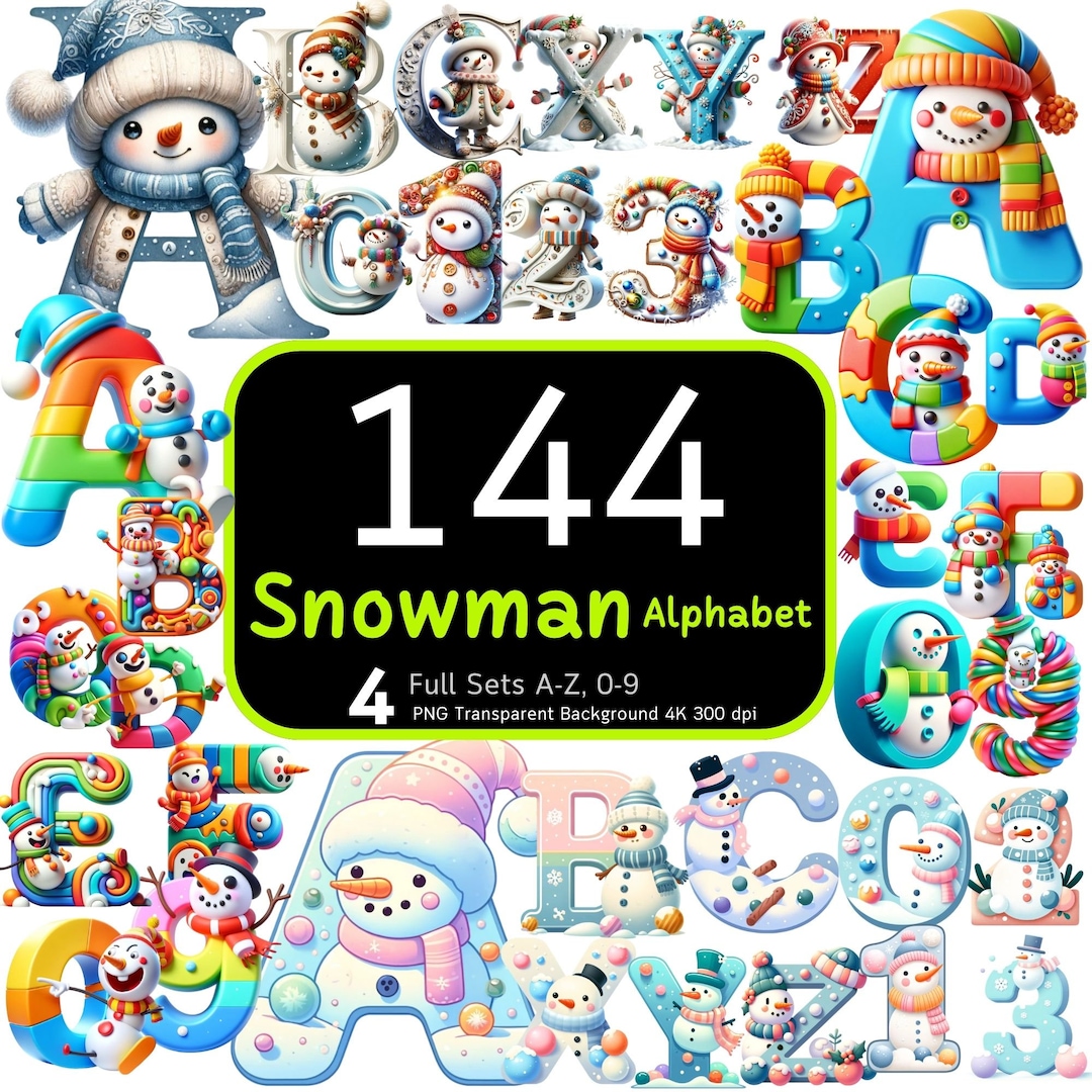144 Snowman Alphabets & Numbers, Cute Letters, Cute Alphabet, Cute ...