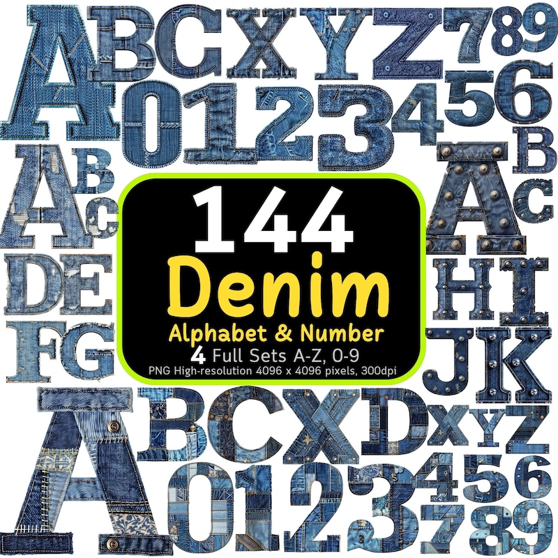 Denim Letters - Etsy