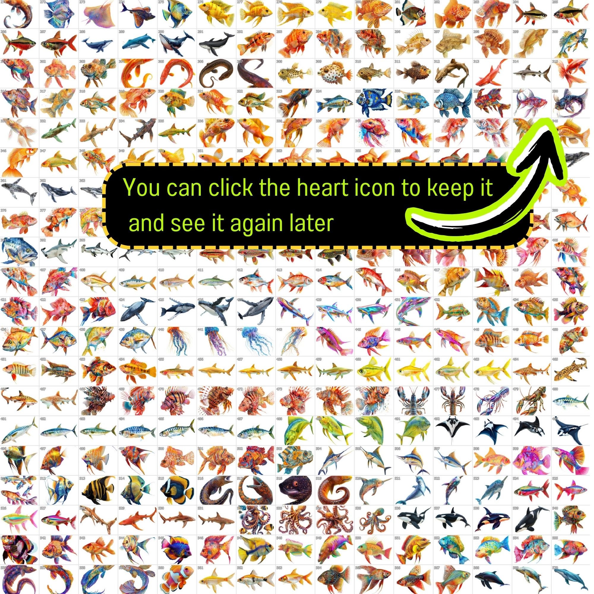 1,369 Fish Cliparts Mega Bundle, Sea Creatures, Corals, Freshwater Fish ...