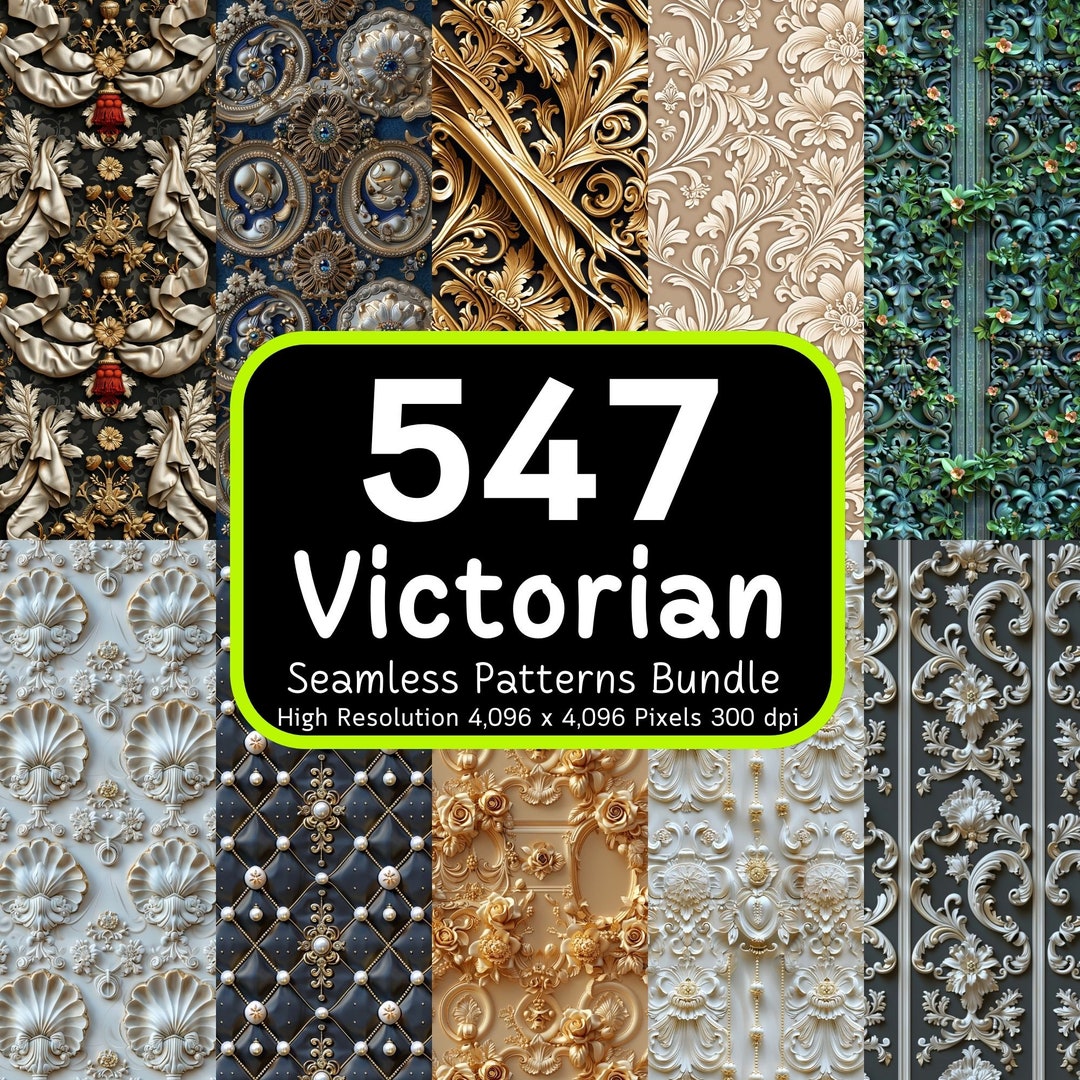547 Victorian Seamless Patterns Bundle, Victorian Style, Vintage ...