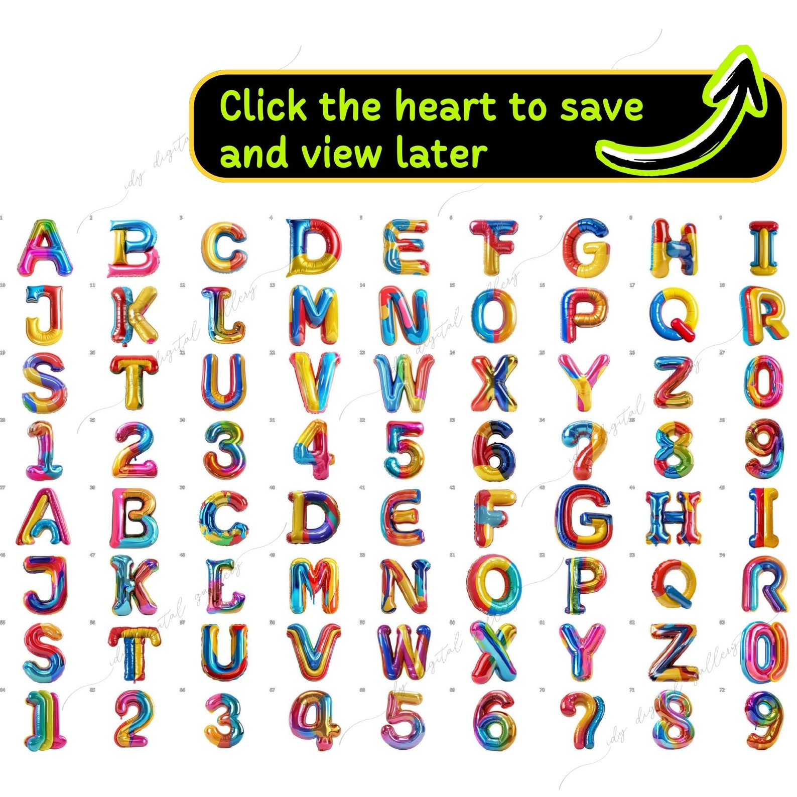 360 Colorful Inflated Alphabet Bundle, Inflated Letters, Colorful ...