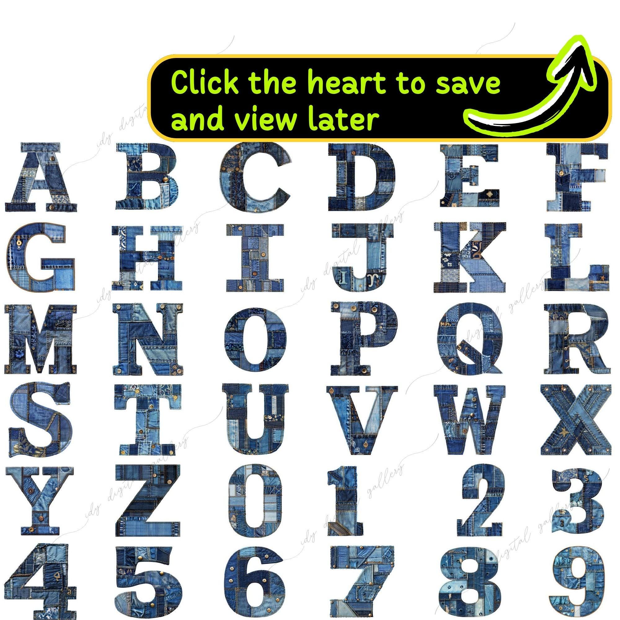 144 Denim Alphabet & Numbers Bundle, Denim Letters, Patchwork Letters ...