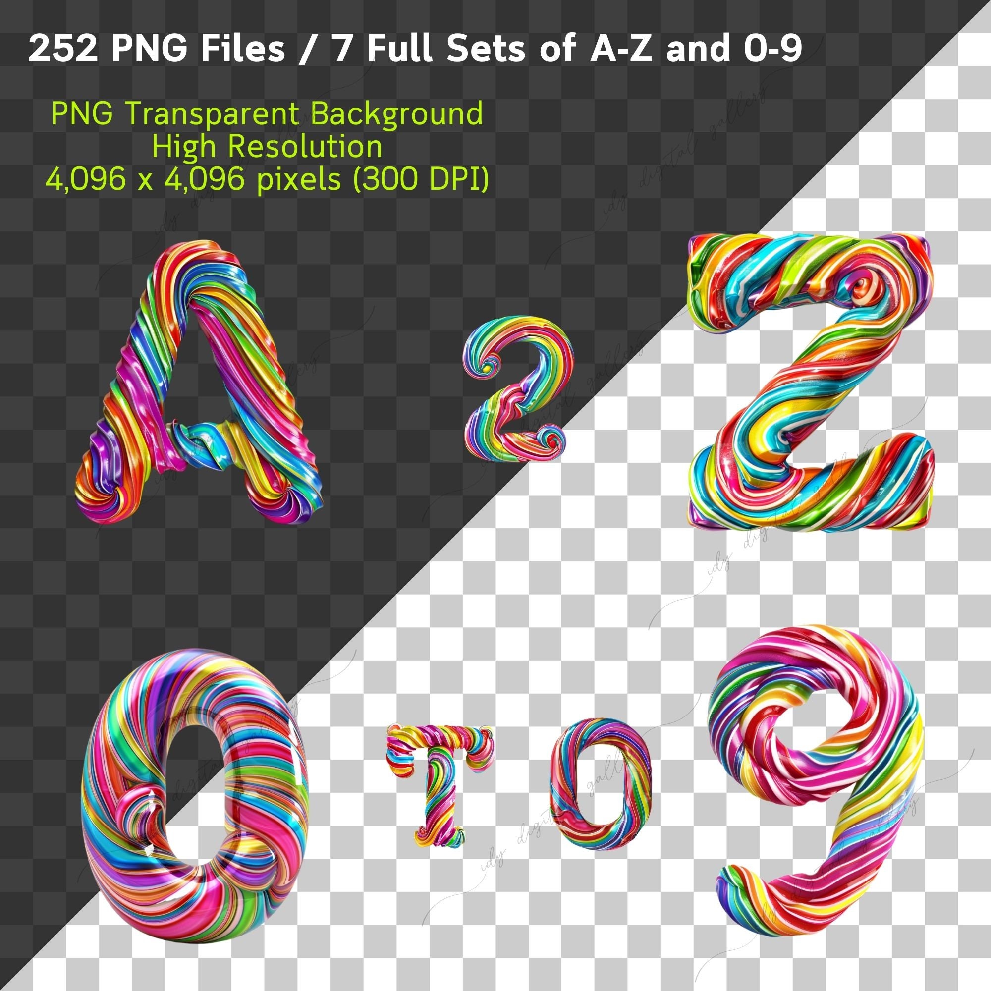 252 Candy Alphabet Bundle, Candy Letters, Candy Clipart, Colorful ...