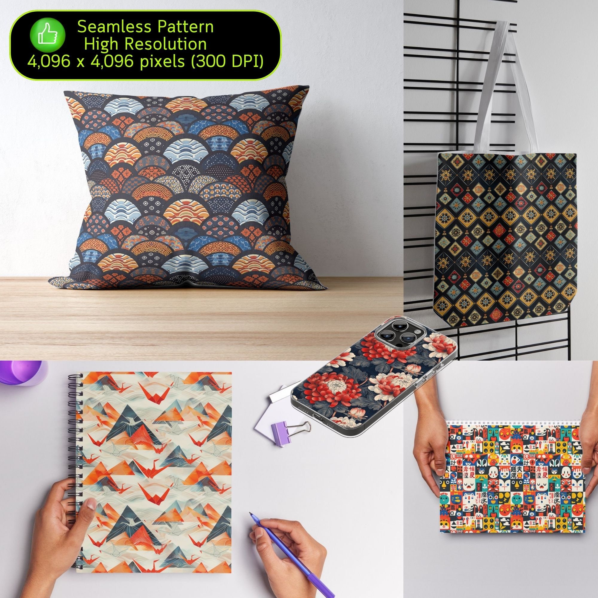 561 Japanese Seamless Patterns Bundle, Japanese Pattern Paper, Wave ...