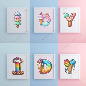 288 Ice Cream Alphabet & Numbers Bundle, Ice Cream Letters PNG ...
