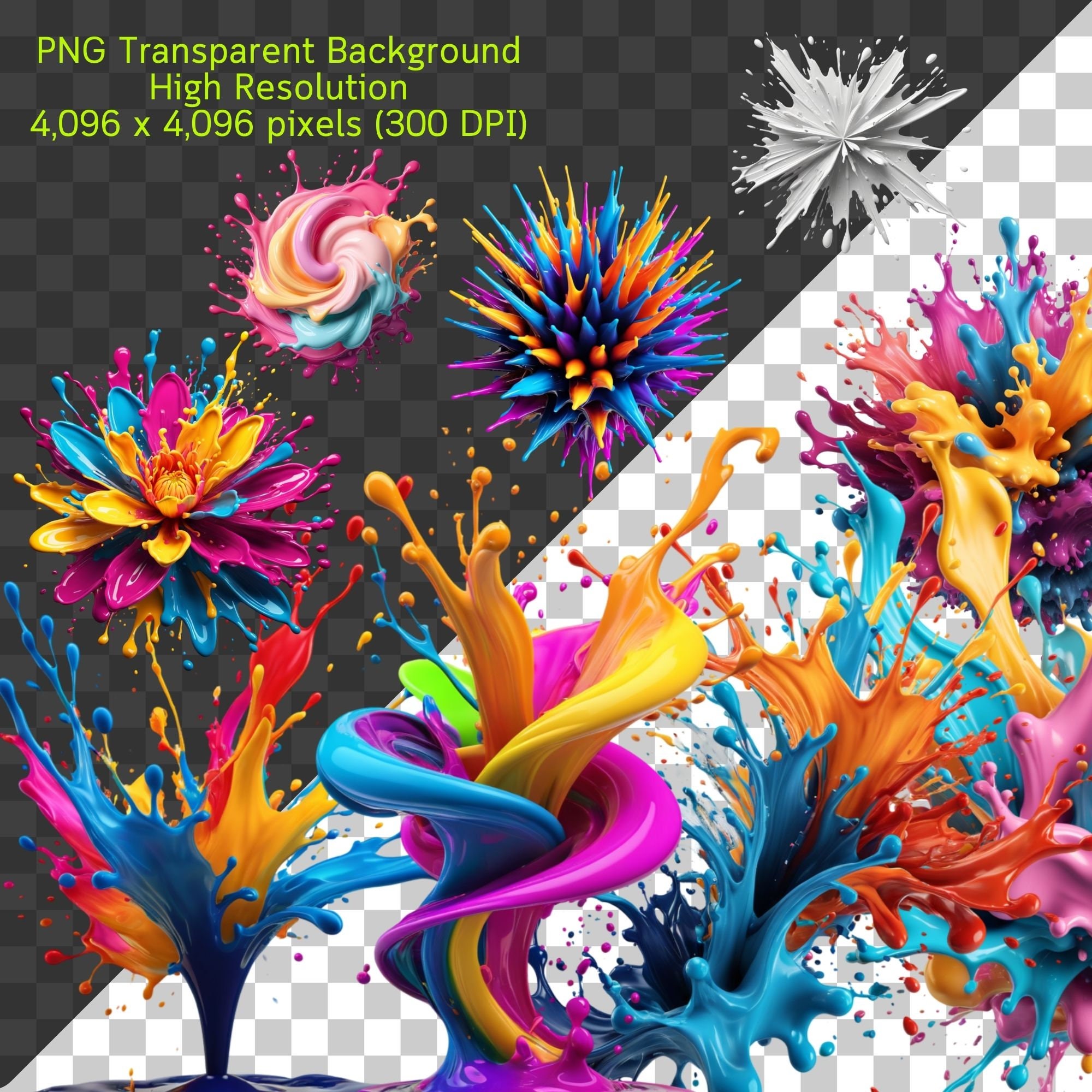 467 Colorful Ink Splash Clipart, Color Splash, Paint Splatter, Ink ...
