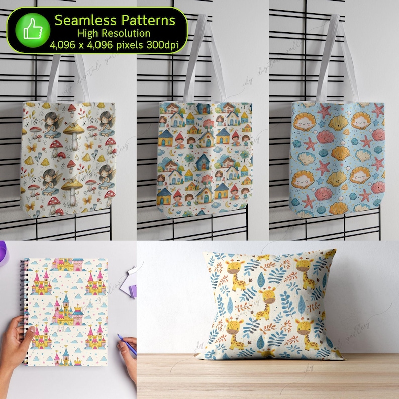 300 Playful Kids Seamless Patterns Bundle, Kids Background, Cute ...