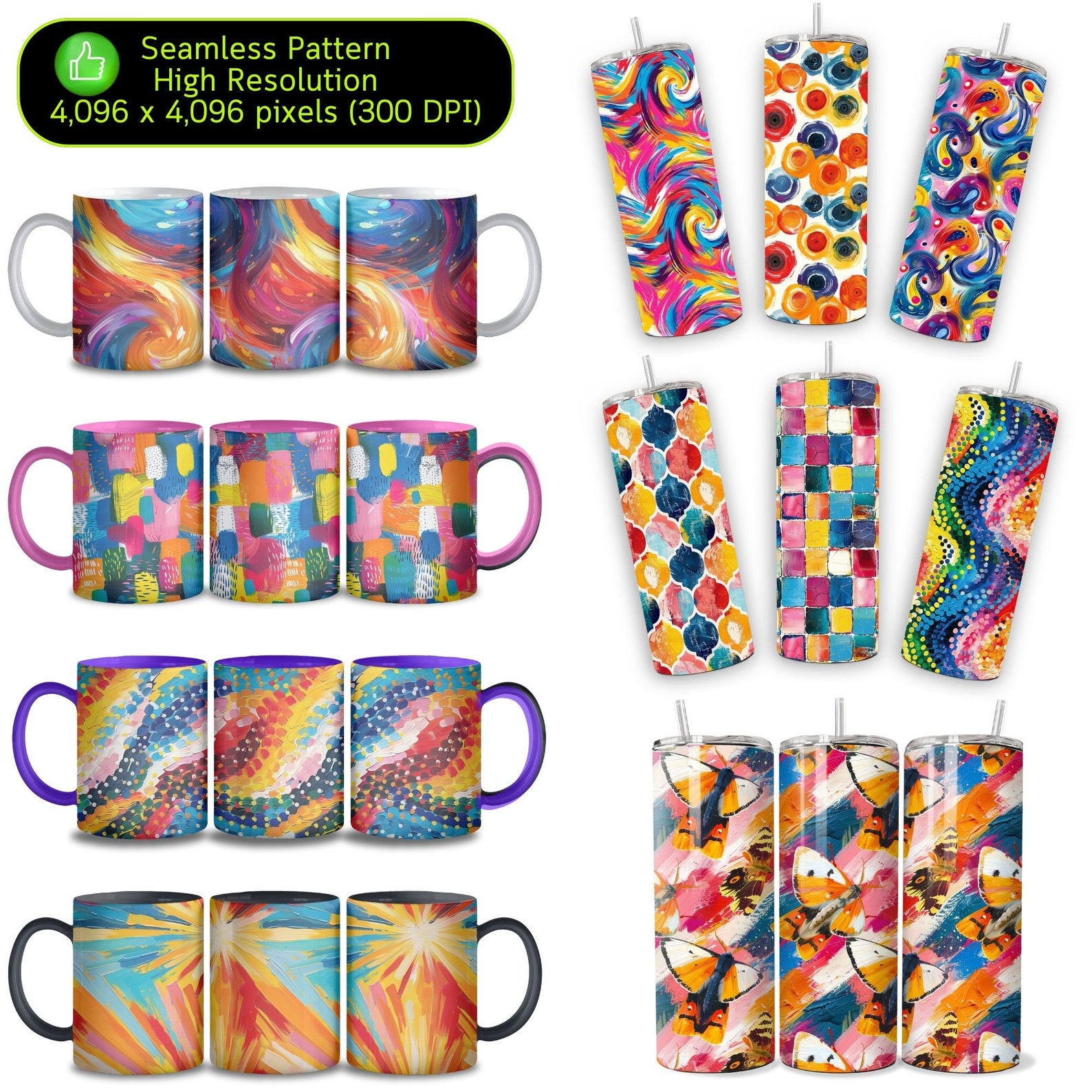 400+ Brushstroke Seamless Patterns Bundle, Paint Seamless, Brushstrokes ...