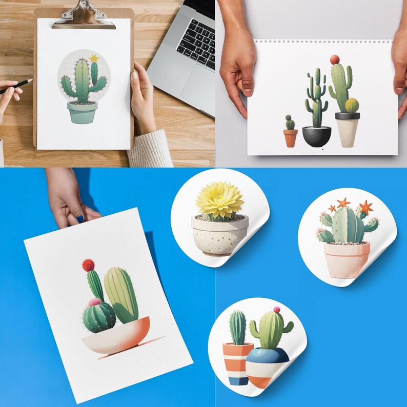 225 Cactus Clipart Bundle, Cactus PNG, Floral Clipart, Cacti Clipart ...