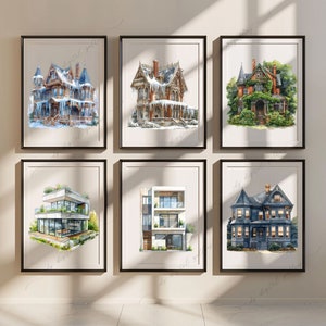 360 Houses Clipart Bundle, Watercolor House Clipart, House PNG, Home ...