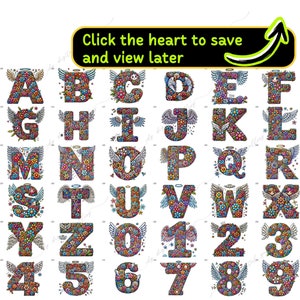 144 Angel Wings Alphabets & Numbers, Cute Letter, Cute Alphabet, Angel ...