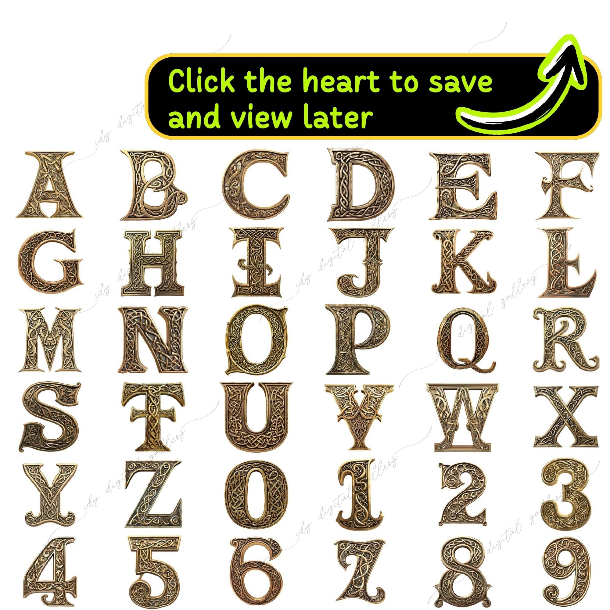 144 Celtic Alphabet and Numbers, Celtic Letters, Ancient Alphabets ...