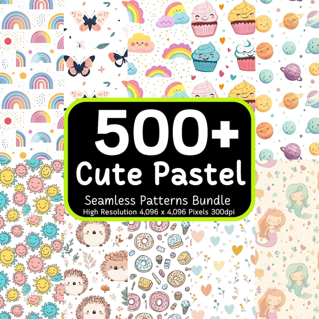 500+ Cute Pastel Seamless Patterns Bundle, Cute Seamless Files, Pastel ...