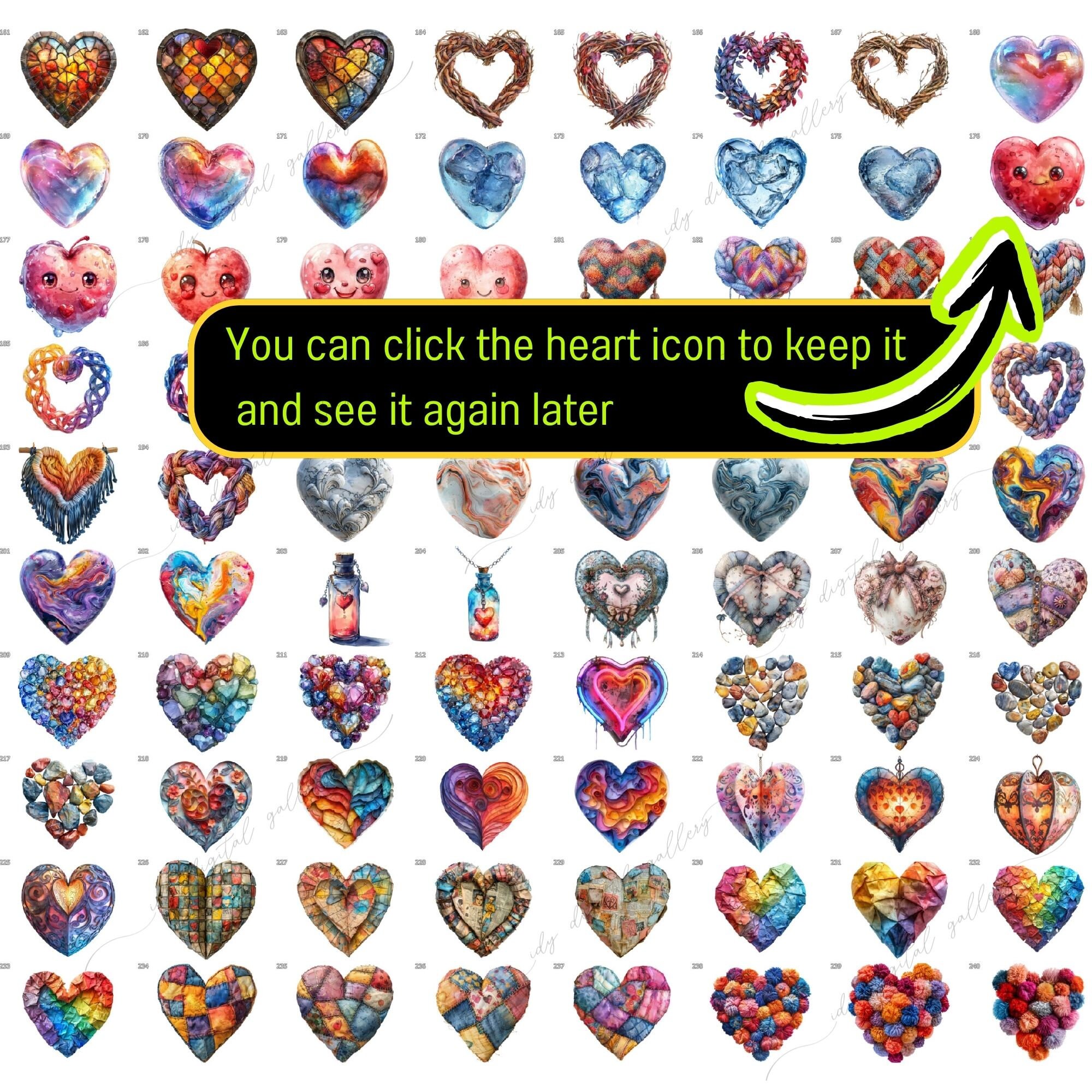 300+ Heart Clipart Bundle, Valentine's Day Heart PNG, Cute Heart ...